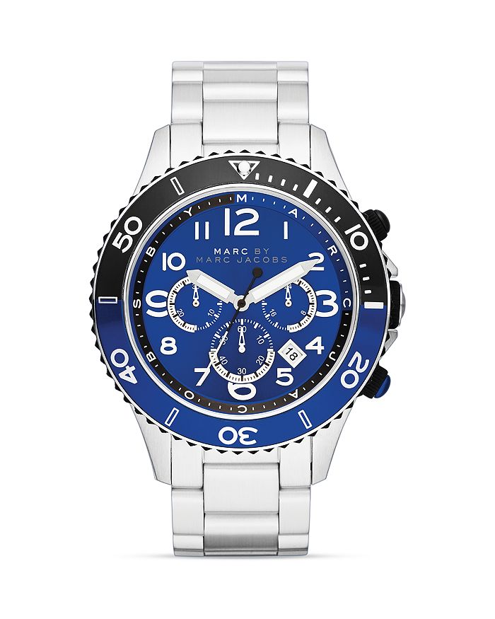 MARC JACOBS MARC BY Rock Stainless Steel & Blue Watch, 46mm ...