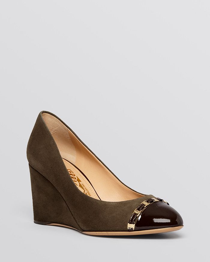 Salvatore Ferragamo Cap Toe Wedge Pumps - Nana | Bloomingdale's