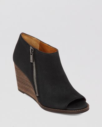 Lucky Brand Peep Toe Wedge Booties - Jaspah | Bloomingdale's