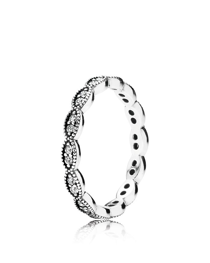 Pandora Ring - Sterling Silver & Cubic Zirconia Sparkling Leaves ...