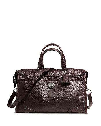COACH Rhyder Satchel in Python Embossed Leather | Bloomingdale's