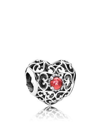 Pandora Sterling Silver & Garnet January Signature Heart Charm ...