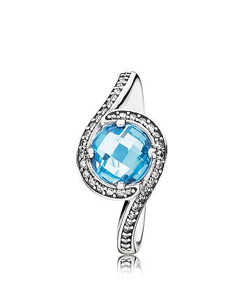 Pandora Ring - Sterling Silver, Cubic Zirconia & Crystal Sky Blue ...