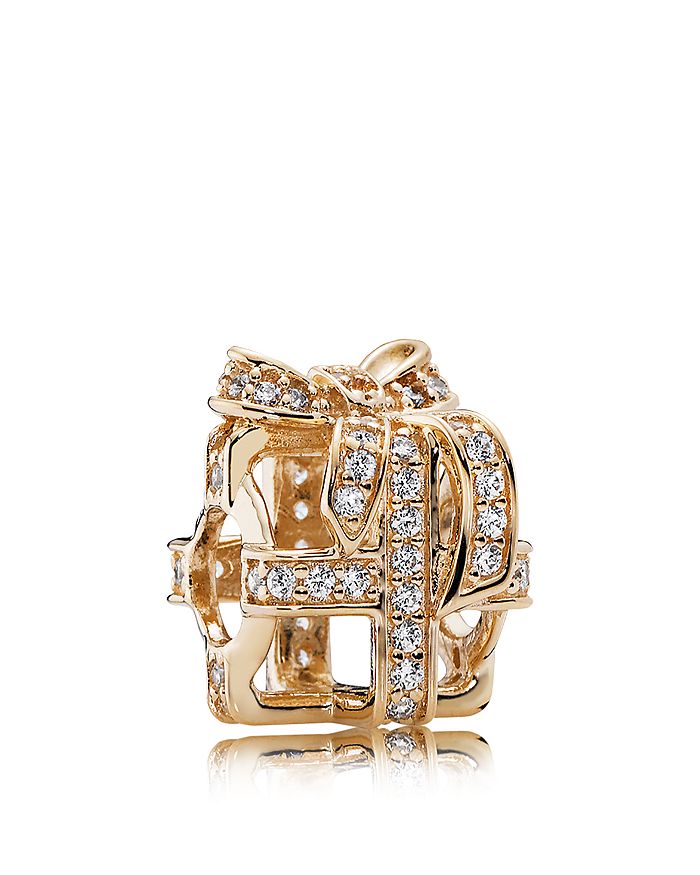 Pandora Charm - 14k Gold & Cubic Zirconia All Wrapped Up, Moments ...