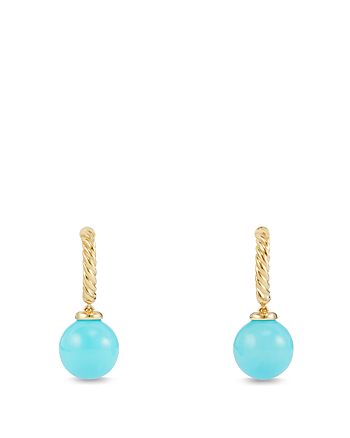 David Yurman Solari Hoop Earrings with Turquoise in 18K Gold ...