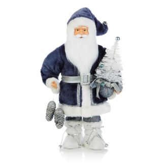 Bloomingdale's Blue and Silver Santa Figurine - 100% Exclusive ...