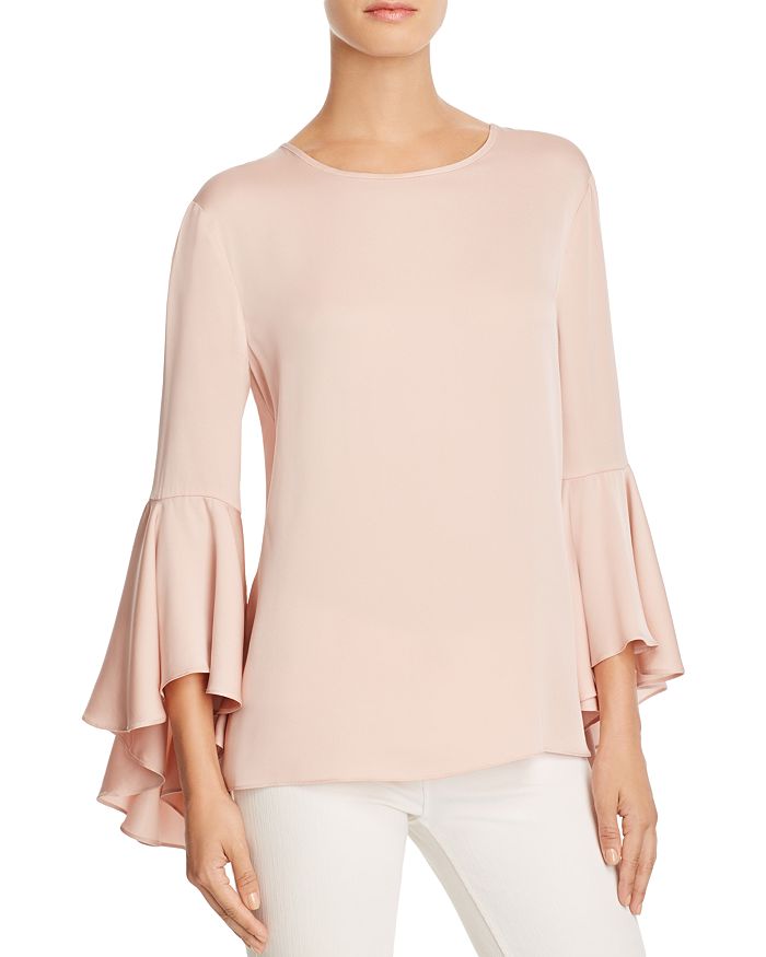 MILLY Stretch Silk Bell Sleeve Blouse | Bloomingdale's