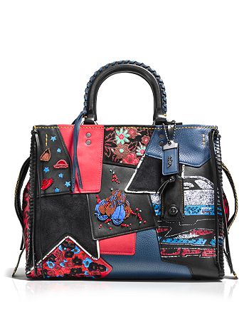 COACH Embellished Patchwork Rogue Satchel in Mixed Materials ...