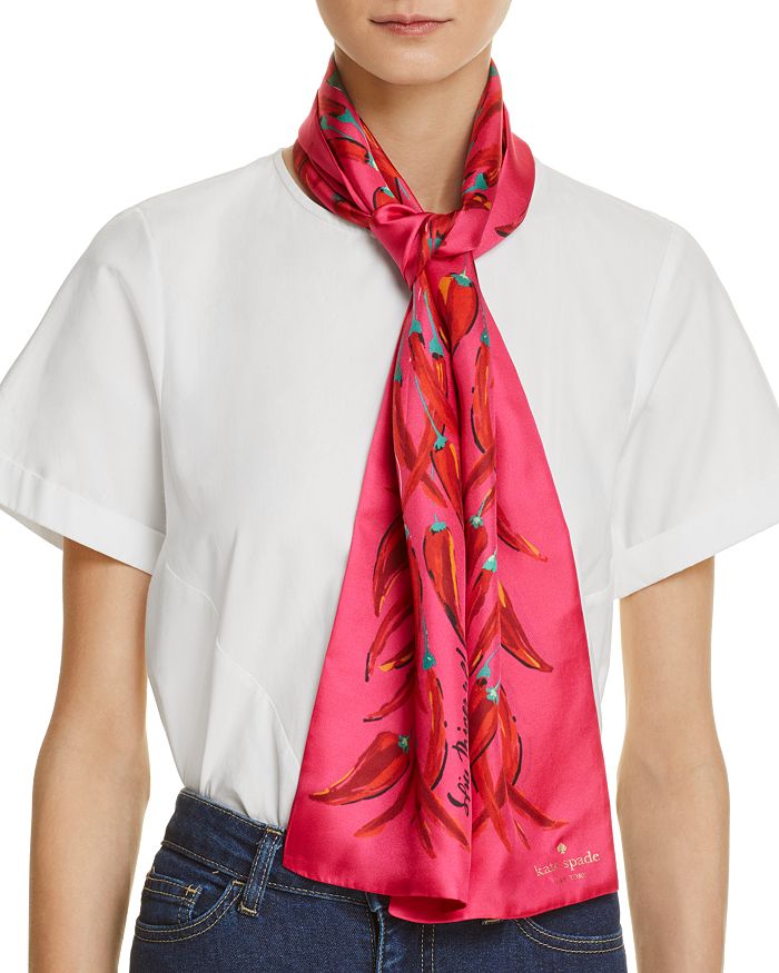 kate spade new york Chili Pepper Skinny Silk Scarf | Bloomingdale's
