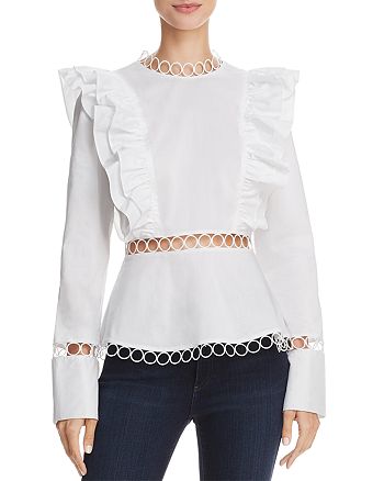 AQUA Ruffled Lace-Inset Top - 100% Exclusive | Bloomingdale's