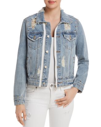 Sunset & Spring Sunset + Spring Grommet Distressed Denim Jacket - 100% ...