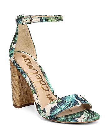 Sam Edelman Women's Yaro Palm Print Block-Heel Sandals | Bloomingdale's