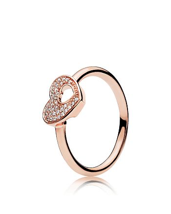 Pandora Rose Shimmering Puzzle Heart Frame Ring | Bloomingdale's