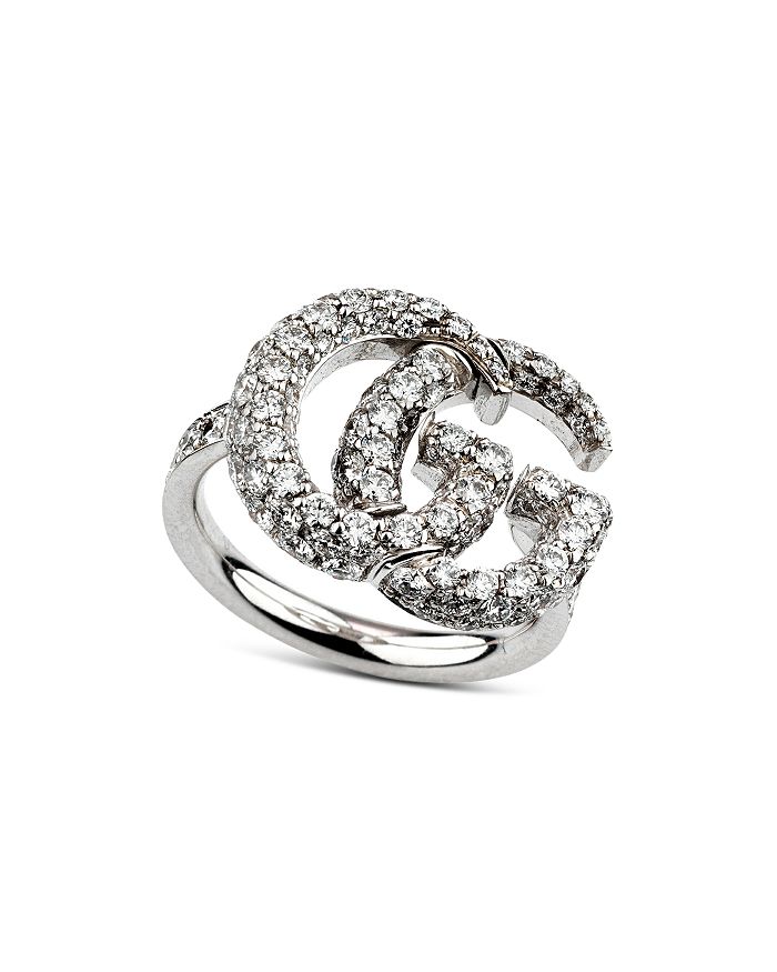 Gucci 18K White Gold GG Running Diamond Ring | Bloomingdale's