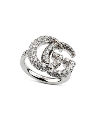 Gucci 18K White Gold GG Running Diamond Ring | Bloomingdale's