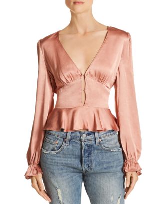 Saylor Satin Peplum Top | Bloomingdale's