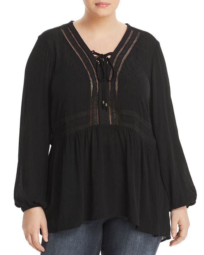 Seven7 Jeans Plus Lace Up Peasant Top | Bloomingdale's