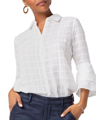 Liverpool Los Angeles Liverpool Textured Bell-Sleeve Blouse ...