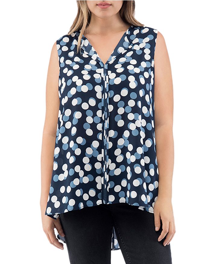 B Collection by Bobeau Curvy Lily Dot Pleat-Back Top | Bloomingdale's
