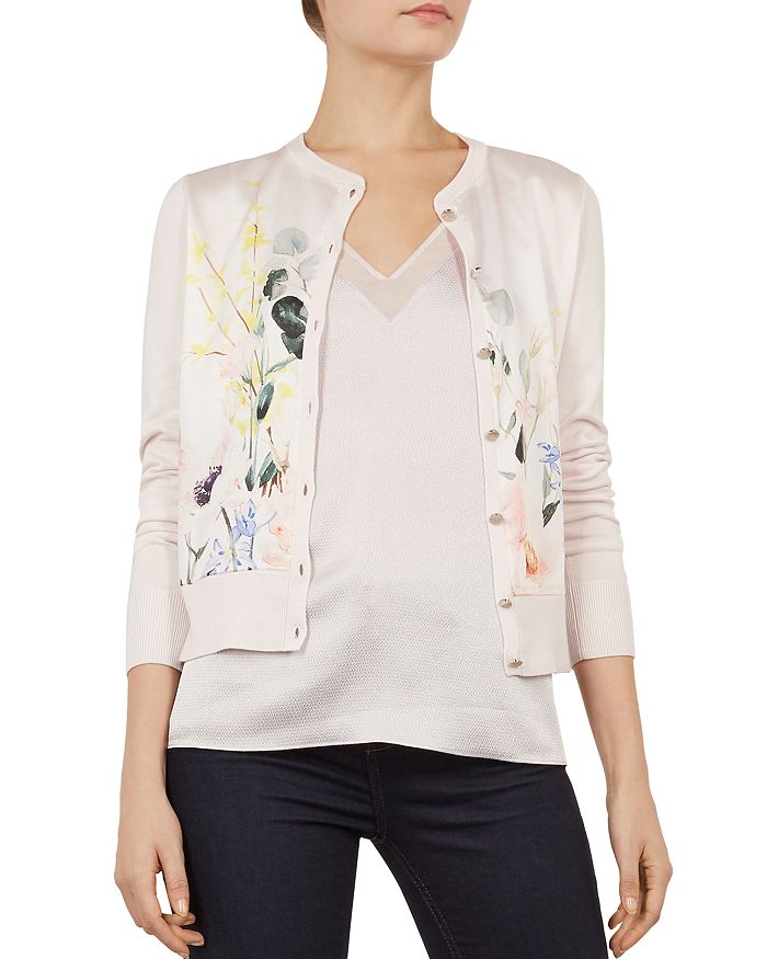 Ted Baker Acileei Elegance Woven-Front Cardigan | Bloomingdale's