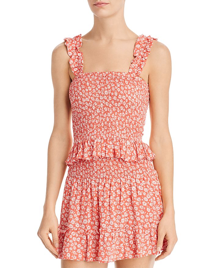 AQUA Smocked Floral Ruffle Top - 100% Exclusive | Bloomingdale's