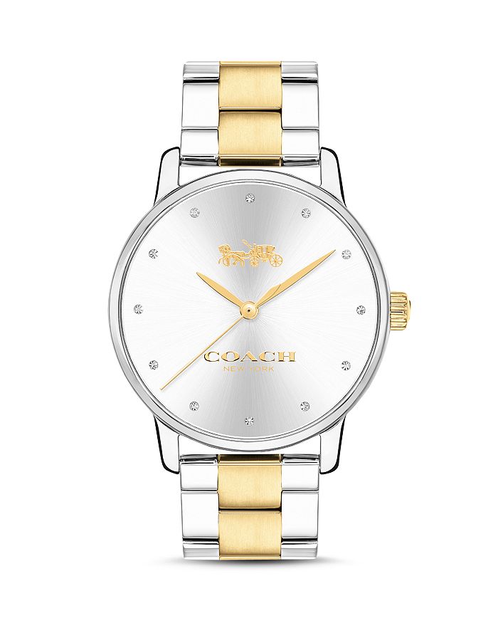 COACH Two-Tone Pavé-Detail Grand Watch, 36mm | Bloomingdale's
