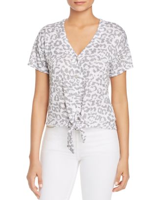 Red Haute Leopard-Print Tie-Front Shirt | Bloomingdale's