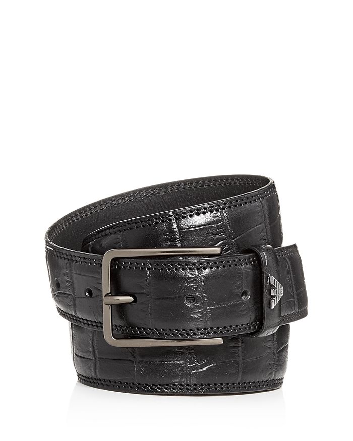 Armani Men's Croc-Embossed Leather Belt | Bloomingdale's