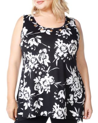 Belldini Plus Floral Grommet-Trim Tank | Bloomingdale's