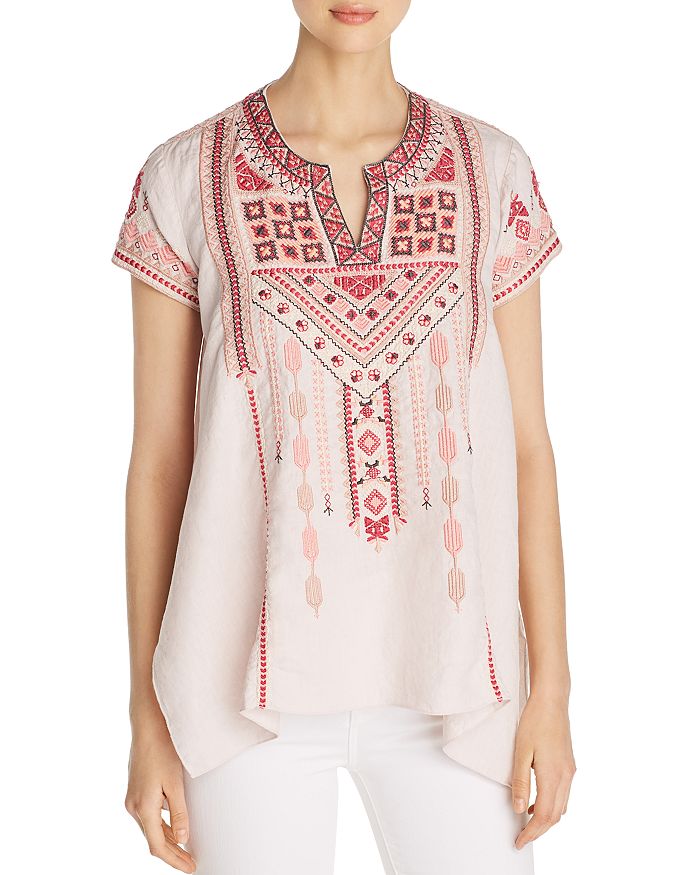 Johnny Was Sabriya Embroidered Linen Top | Bloomingdale's