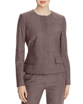 BOSS Jamaren Virgin Wool Collarless Jacket | Bloomingdale's