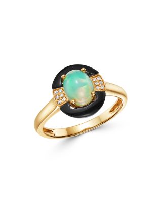 Bloomingdale s Fine Collection Opal Black Onyx Diamond Ring in 14K Yellow Gold Exclusive Bloomingdale s