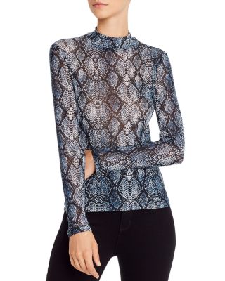 AQUA Snake Print Mesh Top - 100% Exclusive | Bloomingdale's
