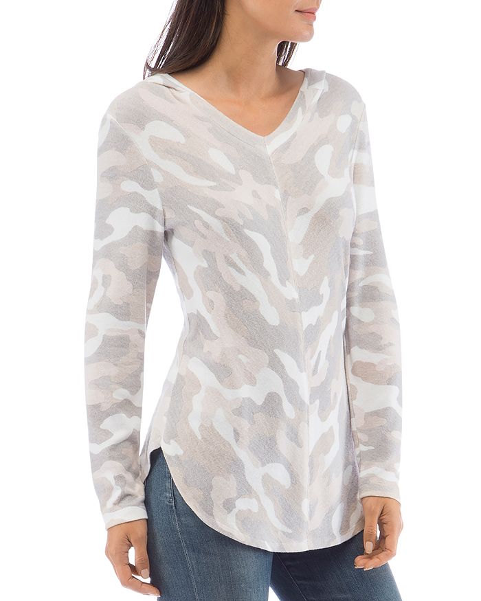 B Collection By Bobeau Camo V Neck Hoodie In Camo Print Modesens