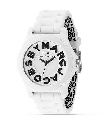MARC JACOBS MARC BY "Sloane" White Rubber Watch, 40 mm | Bloomingdale's