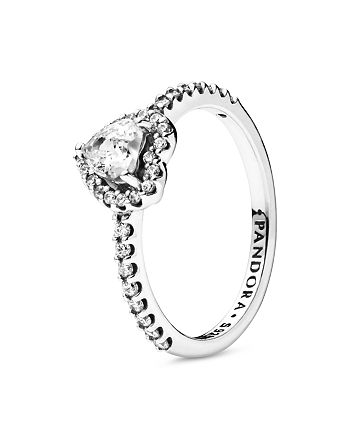 Pandora Sterling Silver & Cubic Zirconia Elevated Heart Ring ...