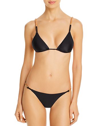 ViX Solid Elis Triangle Bikini Top & Detail Bikini Bottom | Bloomingdale's