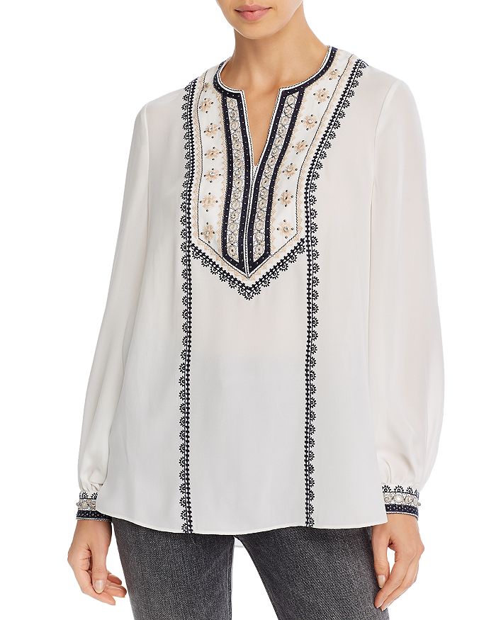 Kobi Halperin Sandi Embellished Silk Blouse In Ivory | ModeSens
