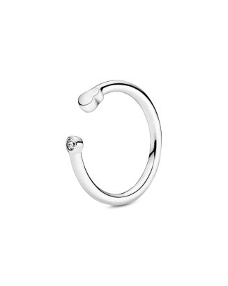 Pandora Sterling Silver & Cubic Zirconia Polished Heart Open Ring ...