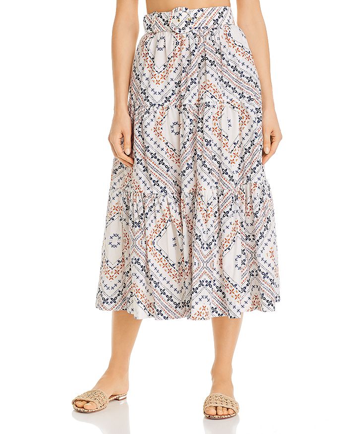 Nicholas Cala Belted Cotton & Silk Midi Skirt | Bloomingdale's