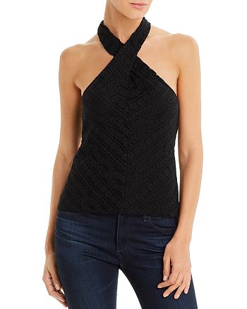 Red Haute Cross-Front Halter Top | Bloomingdale's