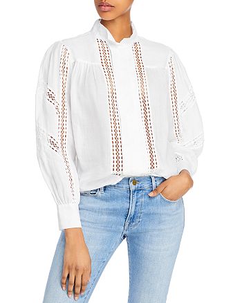 FRAME Lace-Inset Blouse | Bloomingdale's