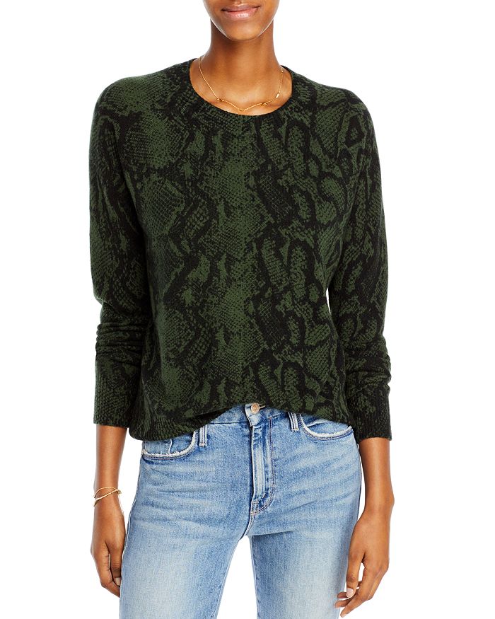 AQUA Snake Print Cashmere Sweater - 100% Exclusive | Bloomingdale's