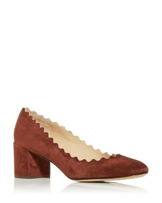 Chloé Women's Lauren Scalloped Block Heel Pumps | Bloomingdale's