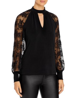 Single Thread Lace Sleeve Keyhole Top | Bloomingdale's