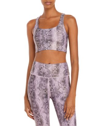 AQUA Metallic Snake Print Sports Bra - 100% Exclusive | Bloomingdale's