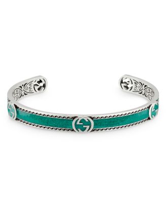 Gucci Sterling Silver & Enamel Interlocking G Cuff Bracelet ...