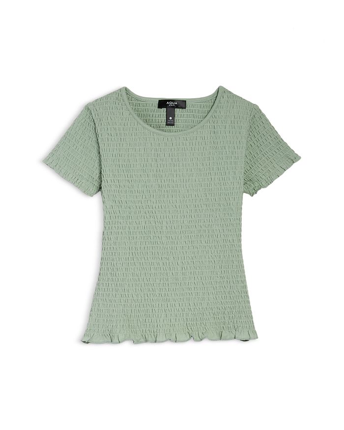 AQUA Girls' Knit Smocked Tee, Big Kid - 100% Exclusive | Bloomingdale's