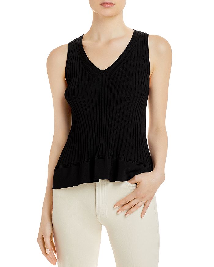 Theory Flared Ribbed Tank Top | Bloomingdale's