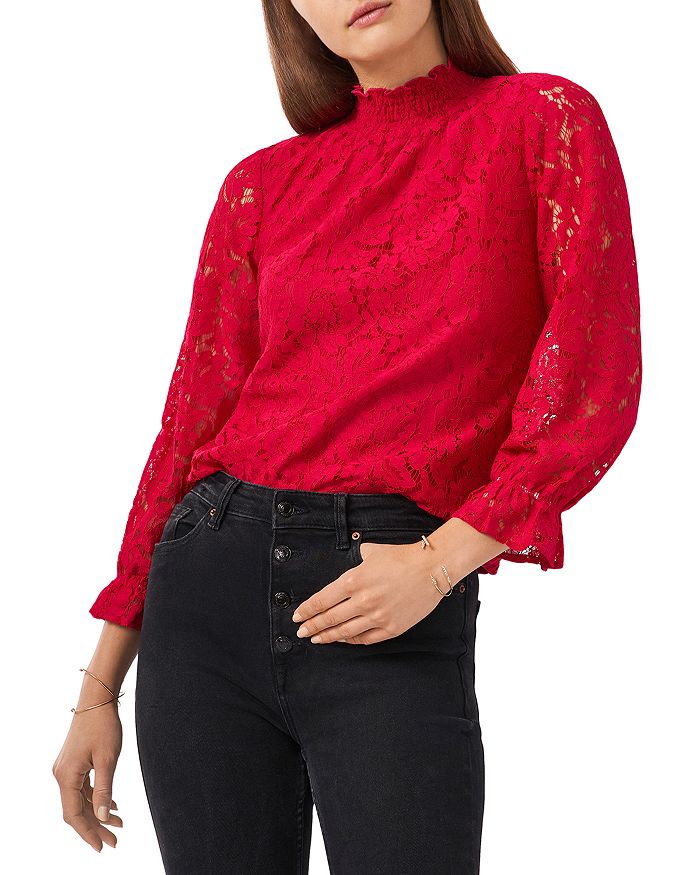 1.STATE Smocked Neck Lace Top | Bloomingdale's